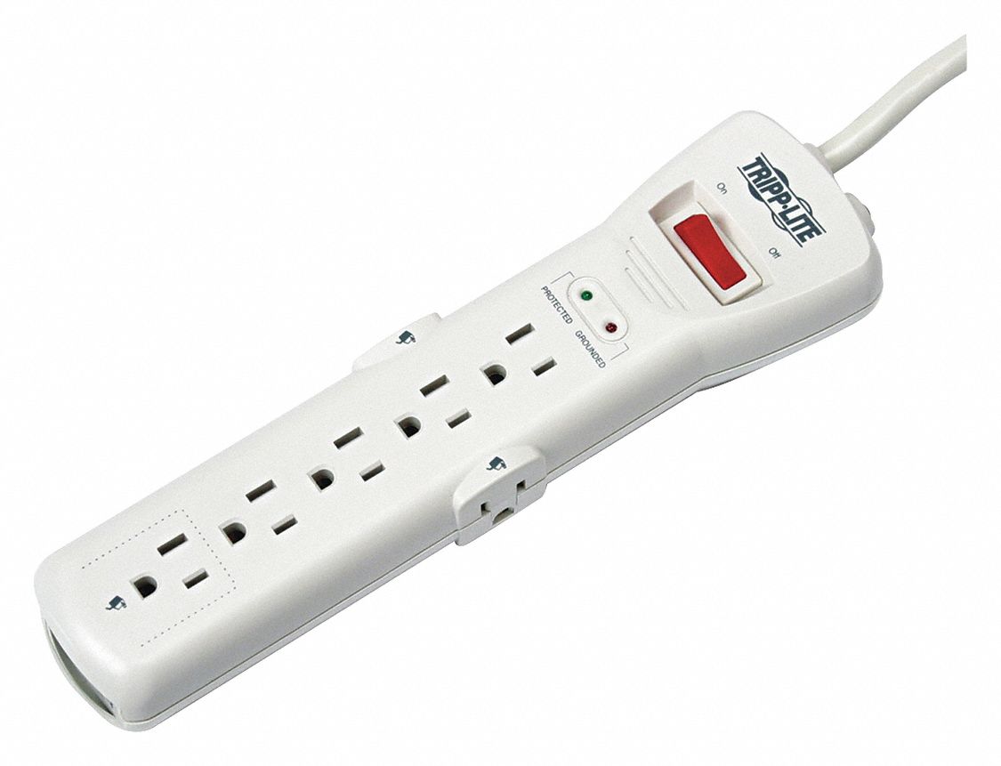 Surge Protector,7 Outlet,White,15 ft. - Grainger