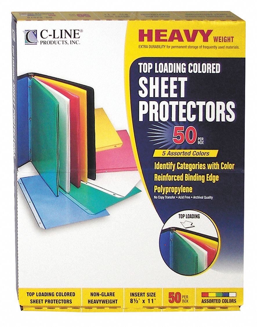 C-LINE, 0 Tabs, 8 1/2 in Overall Wd, Sheet Protector - 51VE58|62010 ...