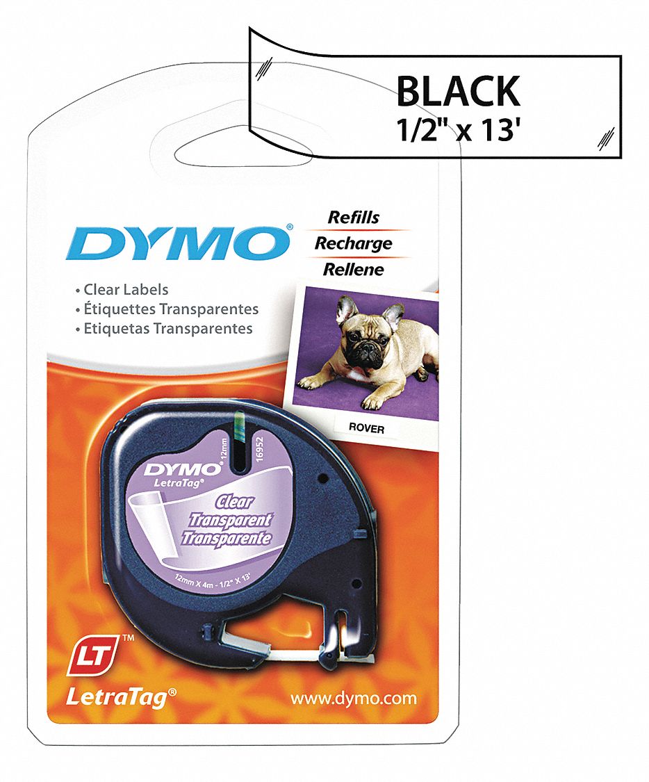Labeling Tape for Label Maker,1/2"x13ft - Grainger