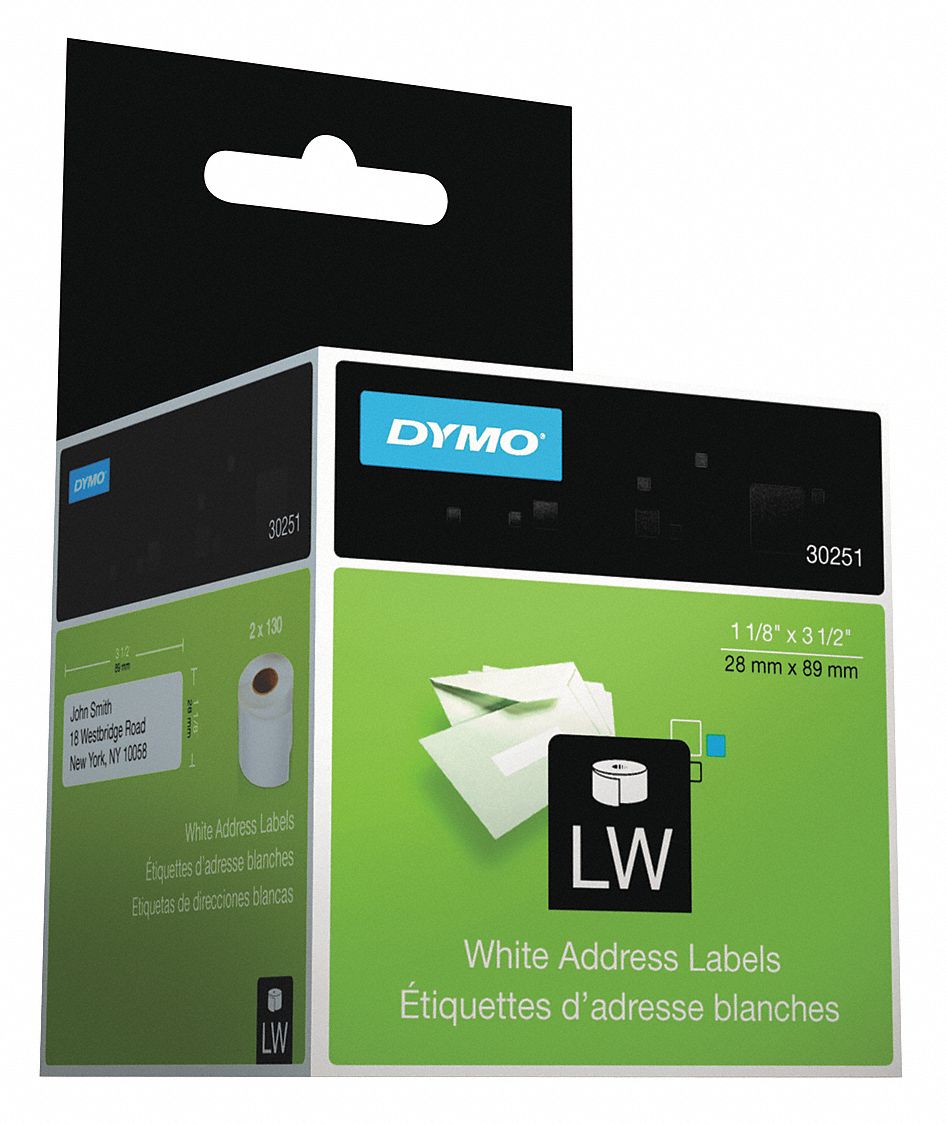 DYMO, Address Label,Self-Adhesive,White,PK2 - 51VM75|30251 - Grainger