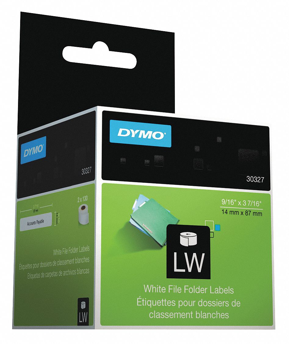 DYMO, Label for File Folder,130/Roll,White,PK2 - 51VM89|30327 - Grainger