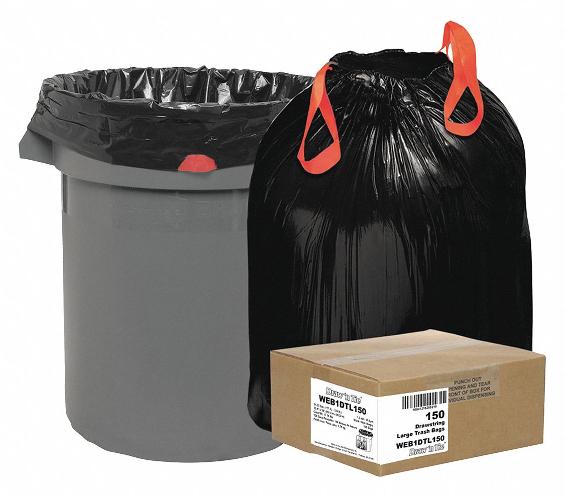 DRAW 'N TIE, Trash Bags - 51VP45|WEB1DTL150 - Grainger