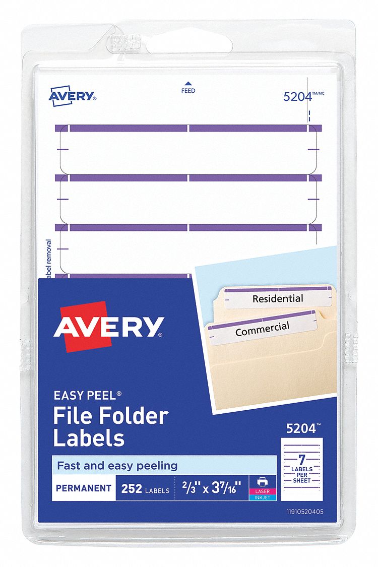 AVERY, Label,File,Folder,Purple,PK252 - 51VT96|05204 - Grainger