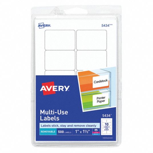 AVERY, Label,1"X1.5",White,PK500 - 51VU10|05434 - Grainger