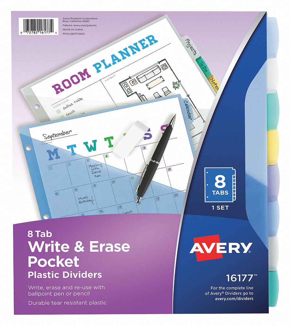 AVERY, Plastic, 11 1/8 in Ht, Pocket Folder - 51VX69|16177 - Grainger