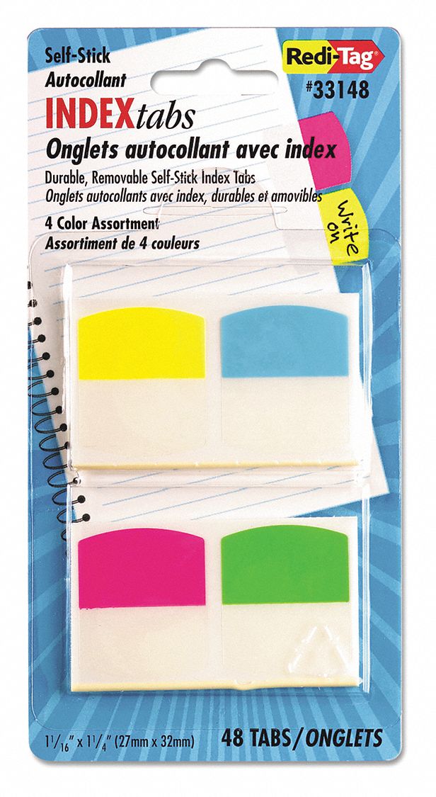REDI-TAG, 48 Tabs, Assorted, Index Tabs - 51WA76|33148 - Grainger