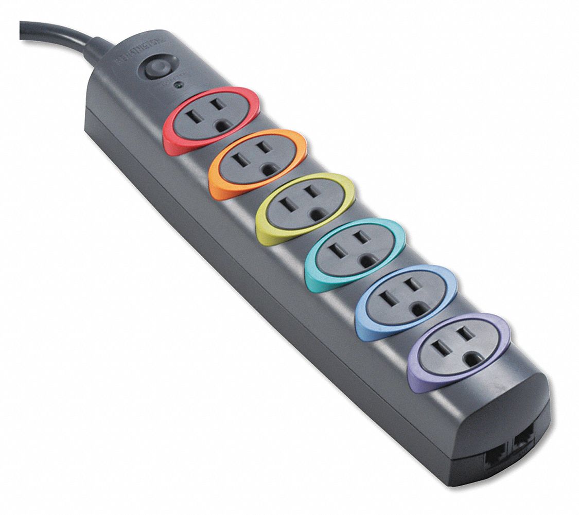 KENSINGTON, Basic Strip Surge Protector,6 Outlets - 51WY73|K62146US ...