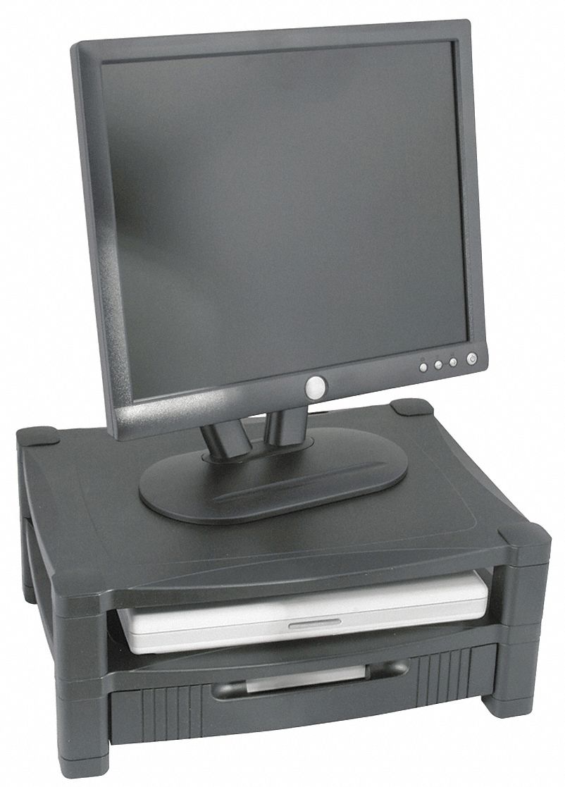 KANTEK, MS480, Two-Level Stand,w/Drawer,Black - 51WZ74|MS480 - Grainger