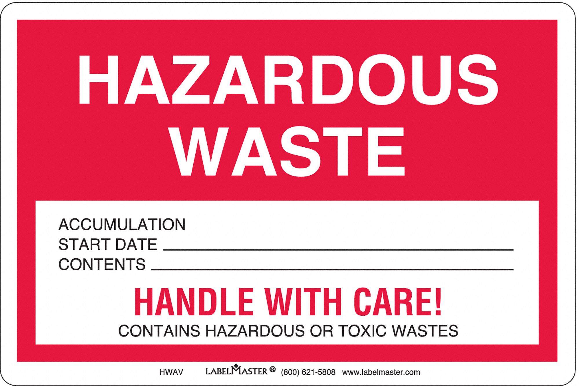 4 in Ht, 6 in Wd, Hazardous Waste Label,Vinyl Stock,PK100 - 51ZR56|HWAV ...