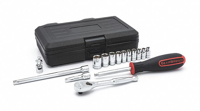 Mechanics Tool Set,15 pcs.,1/4" Dr,6 pt. - Grainger