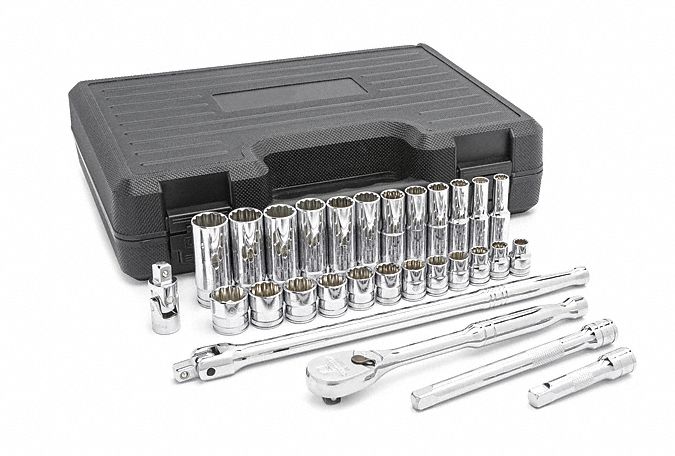GEARWRENCH, 29 Total Pcs, Metric, Mechanics Tool Set,29 pcs.,3/8" Drive ...