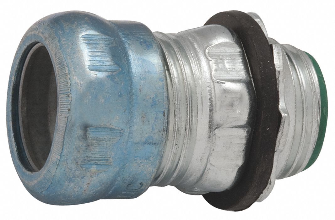 RACO Compression Conduit Connector: Steel, 3/4 in Trade Size, 1 25/32 ...