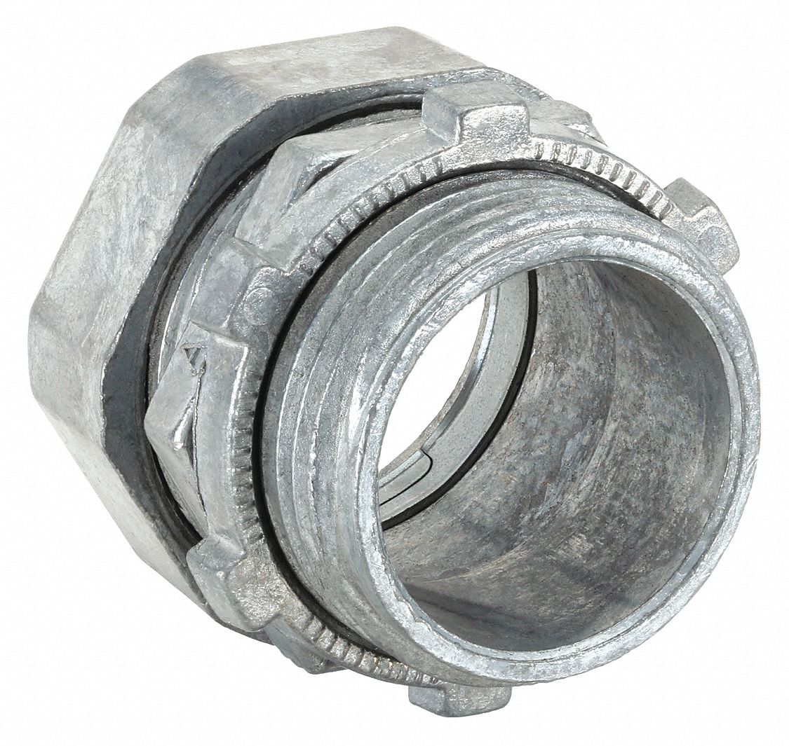 Zinc, 1 1/4 in Trade Size, Compression Conduit Connector - 52AV36|2805 ...