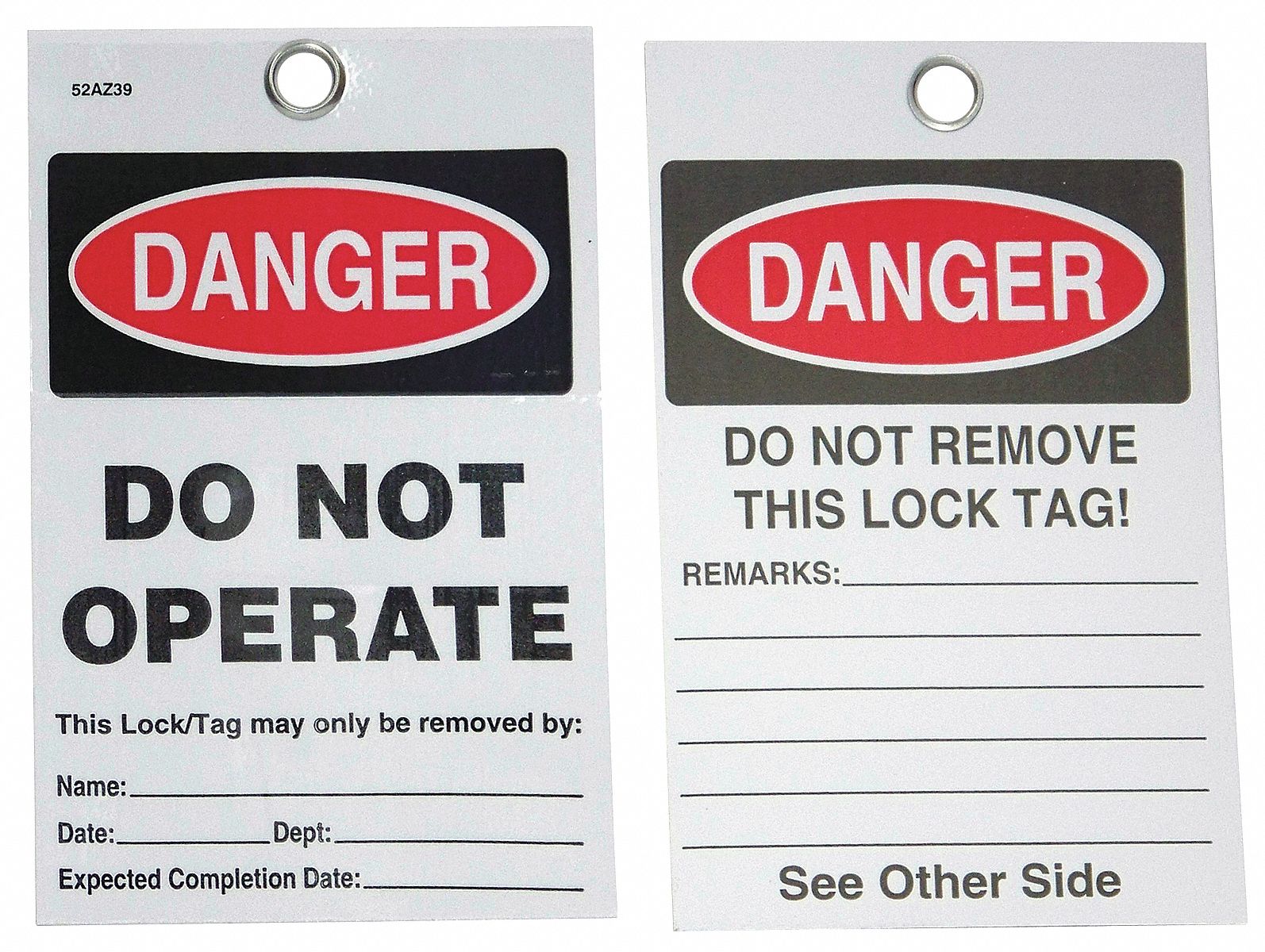 BADGER TAG & LABEL CORP, Danger, Danger Do Not Operate, Self-Laminating ...