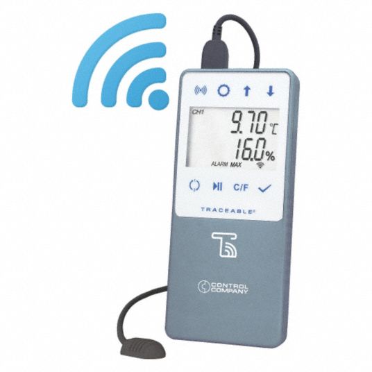 TRACEABLE Data Logging Ambient Hygrometer, WiFi 802.11 B/G/N, 32° to ...