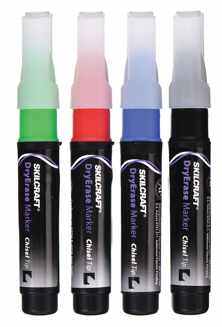 ABILITY ONE, Assorted, Black/Blue/Green/Red, Dry Erase Marker Set ...
