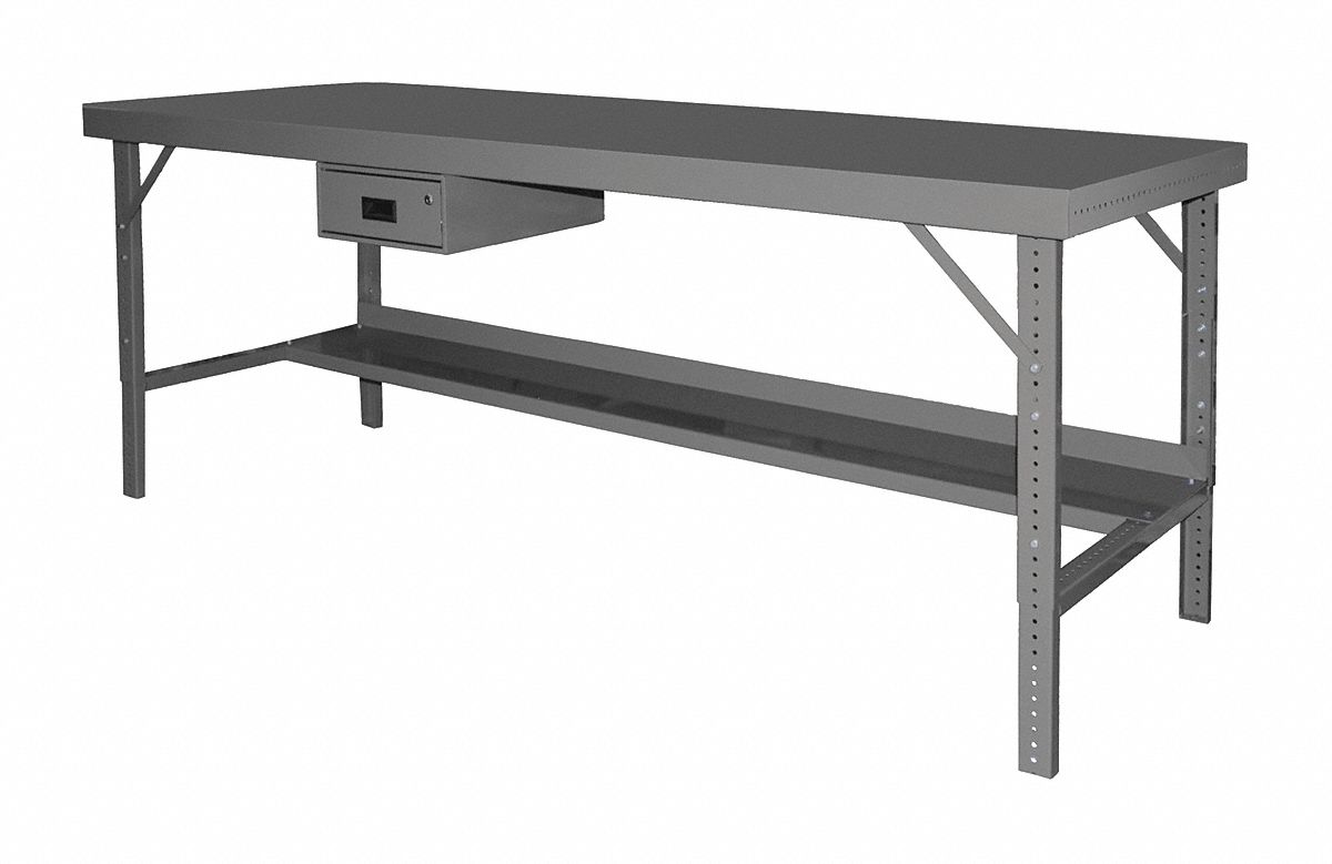 Adjustable Height Work Table, Steel, 36 in Depth, 28 in to 42 in Height ...