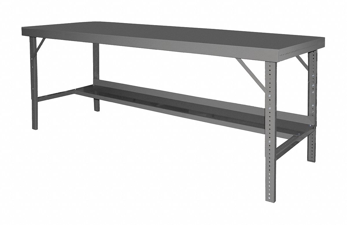 Adjustable Height Work Table, Steel, 36 in Depth, 28 in to 42 in Height ...