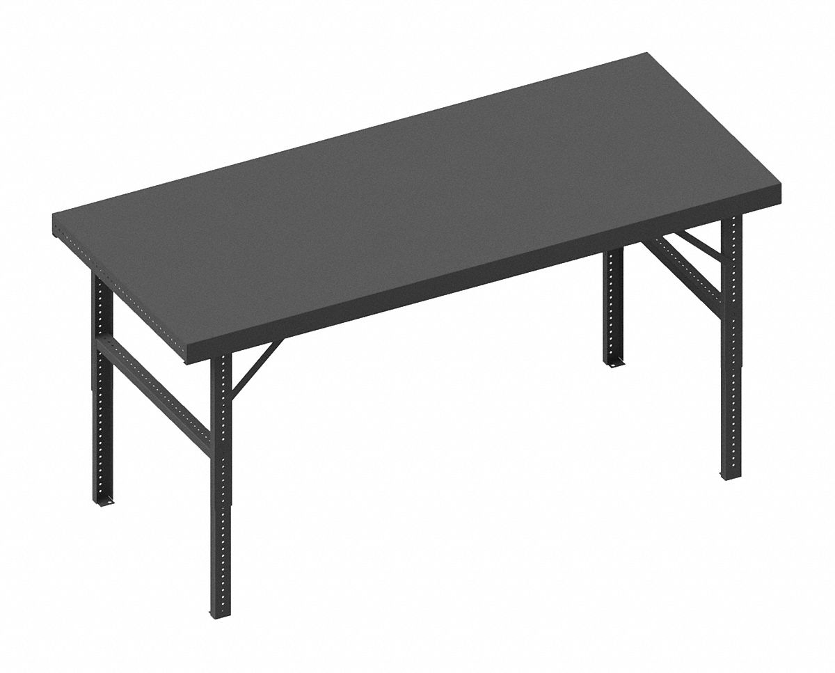 Adjustable Height Work Table, Steel, 36 in Depth, 28 in to 42 in Height ...