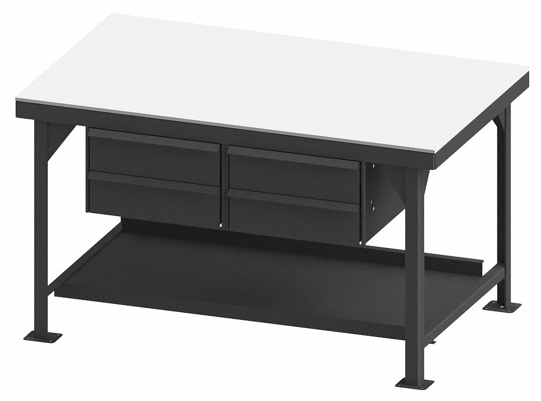 Workbench, Steel, 36 in Depth, 34 1/8 in Height, 60 in Width, 12,000 lb ...