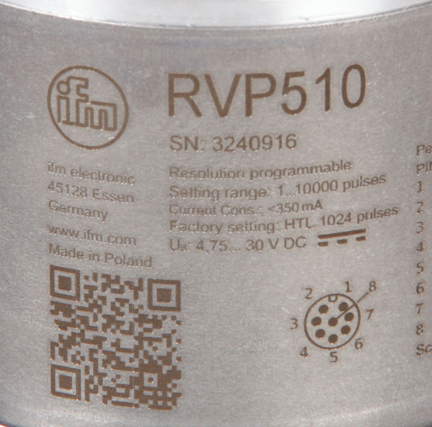 IFM Encoder: Hollow, TTL/HTL, 10 mm Shaft Dia, 2 5/16 in Overall Dia ...