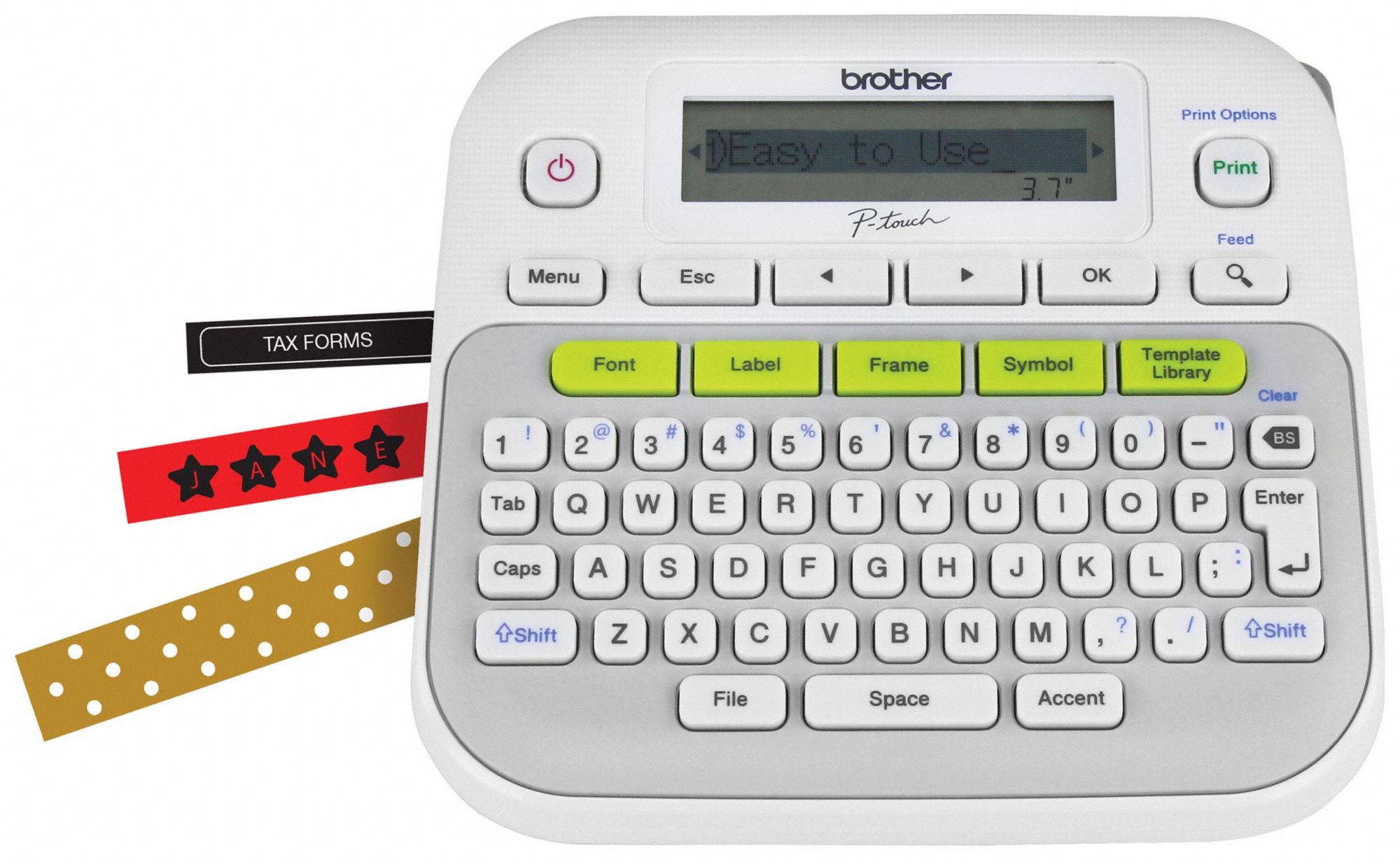 BROTHER Portable Label Printer: No Wireless Connectivity, 1/2", 180 dpi ...