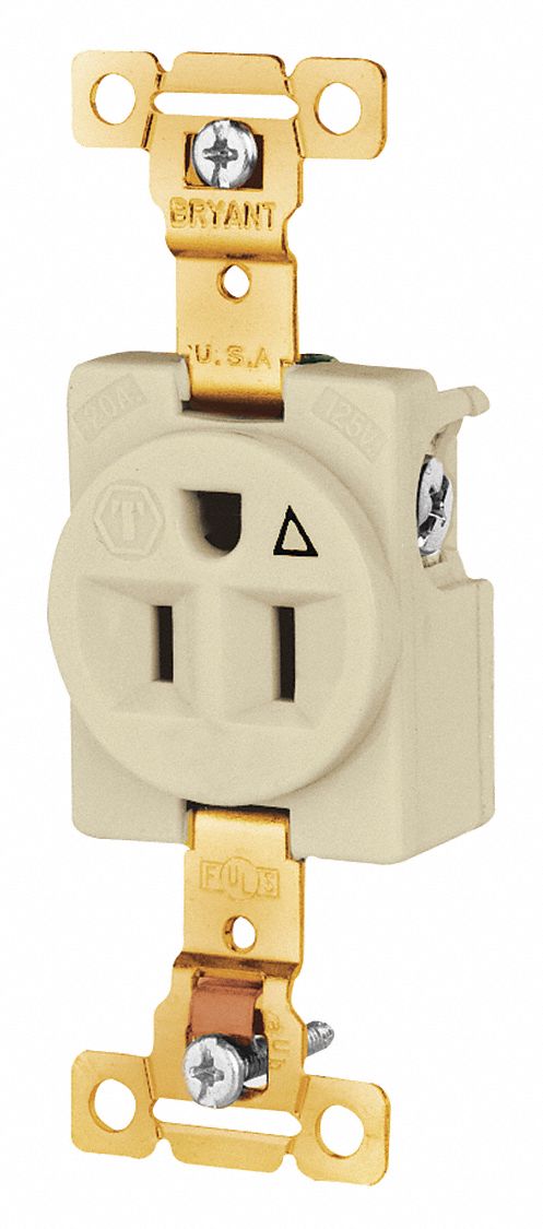 BRYANT, Single, Ivory, Receptacle - 52HC55|5261IGi - Grainger