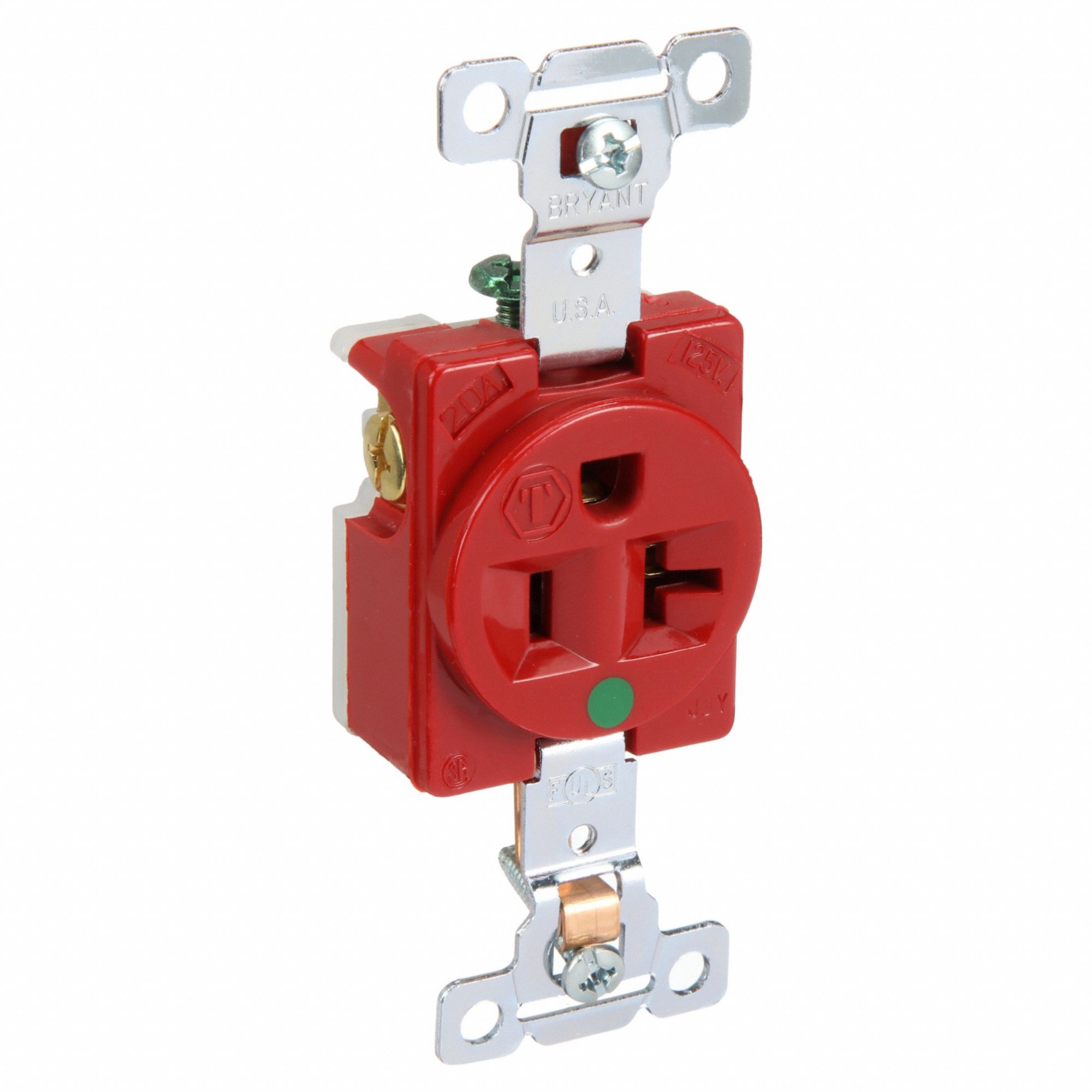 BRYANT, Single, 5-20R, Receptacle - 52HC90|8310RED - Grainger