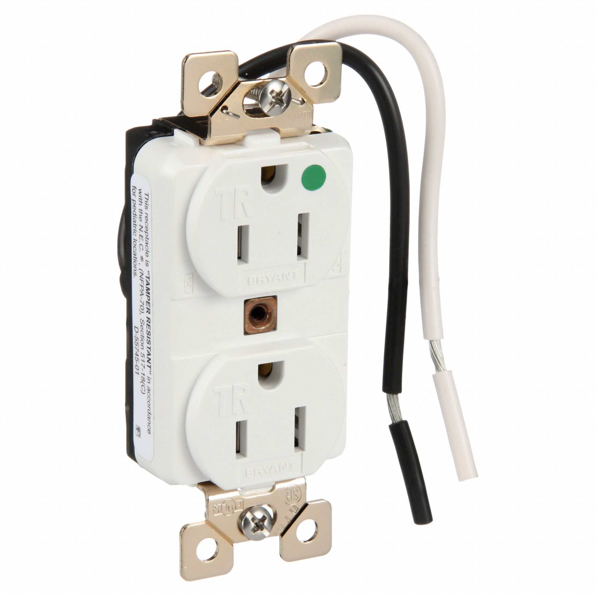 BRYANT, Duplex, 5-15R, Receptacle - 52HD48|BRY8200WTR - Grainger