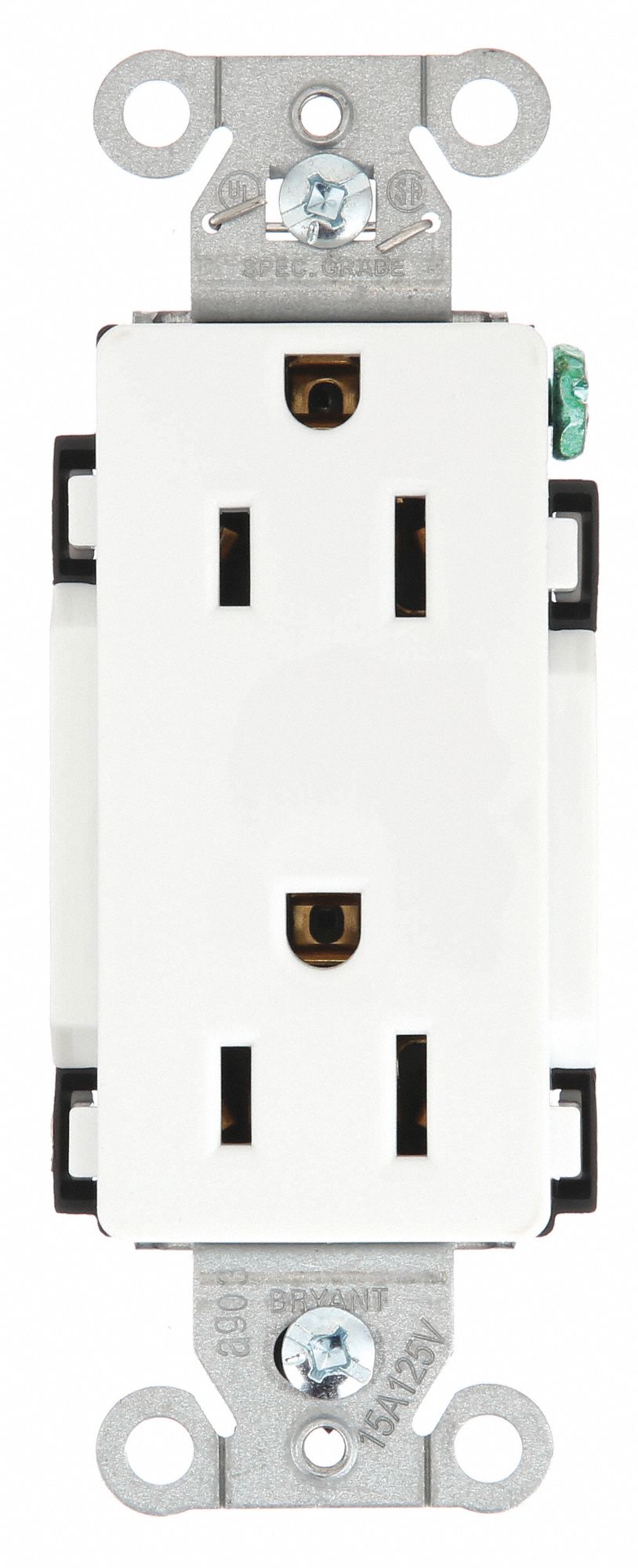 BRYANT, Decorator Duplex, White, Receptacle - 52HE04|DRS15WHI - Grainger