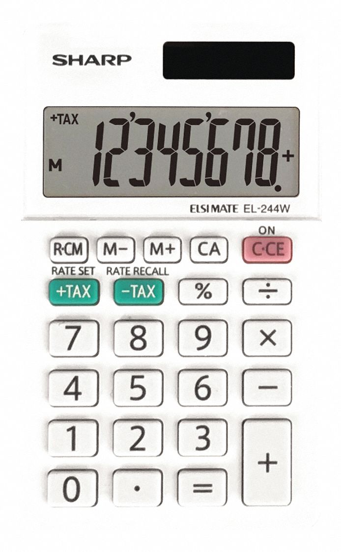 SHARP, LCD, 8 Digits Displayed, Portable Calculator - 52HP74|EL-244WB ...