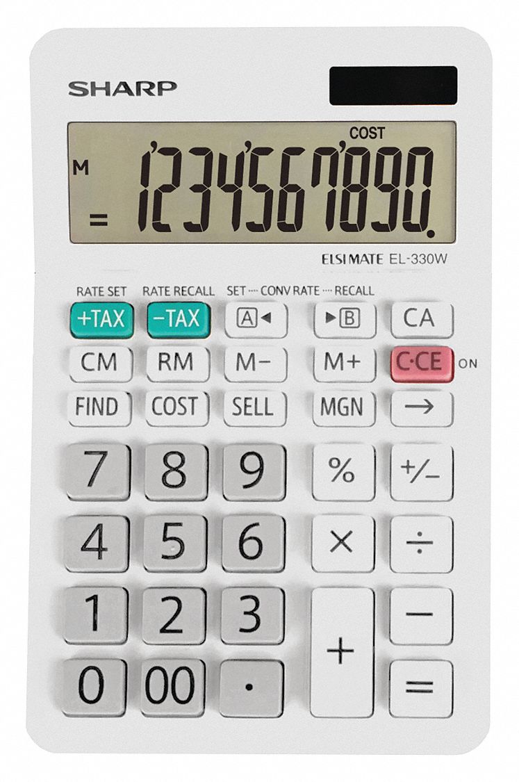 SHARP, LCD, 10 Digits Displayed, Desktop Calculator - 52HP77|EL-330WB ...