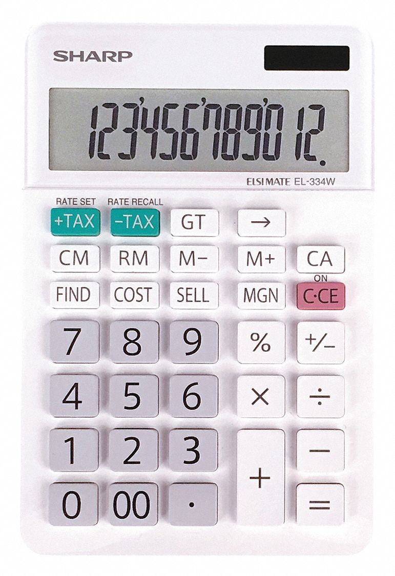 SHARP, LCD, 12 Digits Displayed, Desktop Calculator - 52HP78|EL-334W ...