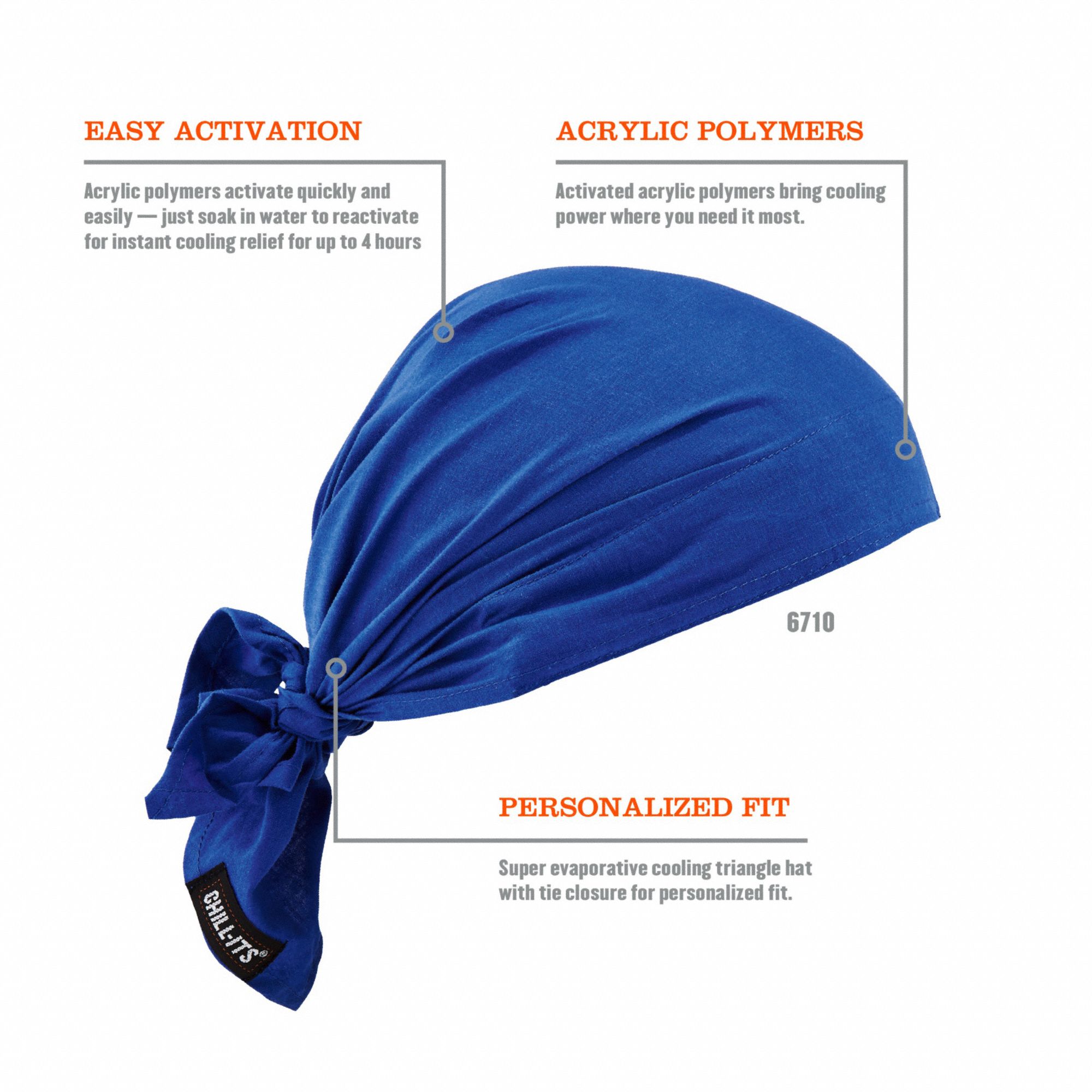 CHILL-ITS BY ERGODYNE Evaporative Cooling Triangle Hat: Blue, Universal ...