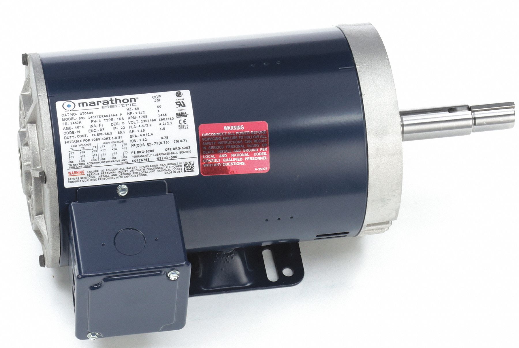 MARATHON MOTORS, Open Dripproof, Face/Base Mounting, Close-Coupled Pump ...