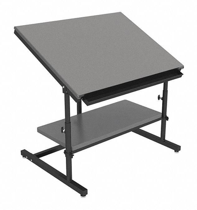 Professional Drafting Table, Gray Top - Grainger