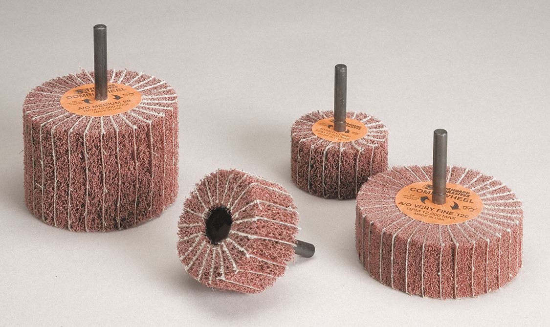 STANDARD ABRASIVES, 2 in Dia x 1 in W, 1/4 in Straight-Shank, Interleaf ...