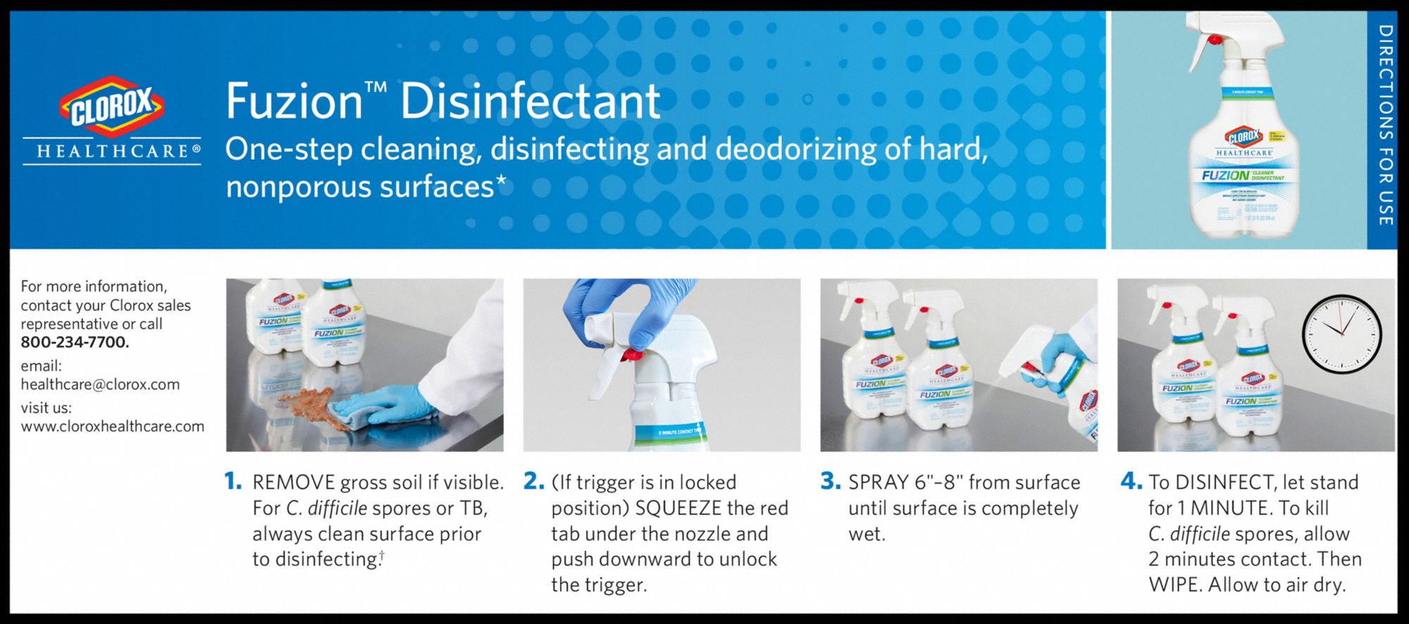 CLOROX HEALTHCARE Cleaner Disinfectant: Trigger Spray Bottle, 32 oz ...