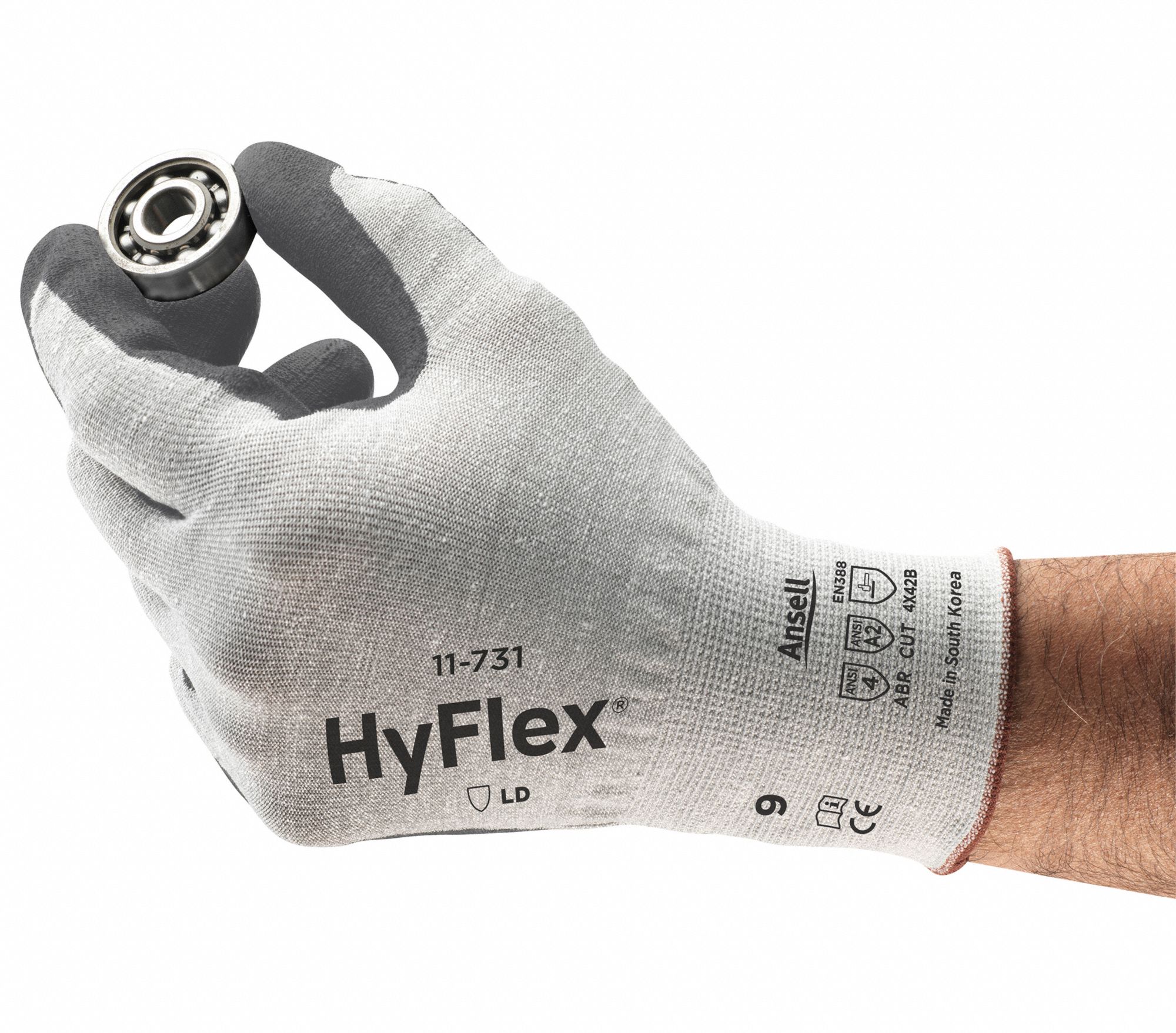 HYFLEX Coated Gloves: XL ( 10 ), ANSI Cut Level A2, Palm, Dipped ...