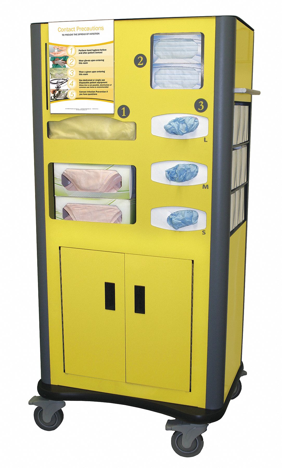 27 1/8 in x 20 1/2 in x 57 1/2 in Aluminum Isolation Cart, Yellow/Gray ...