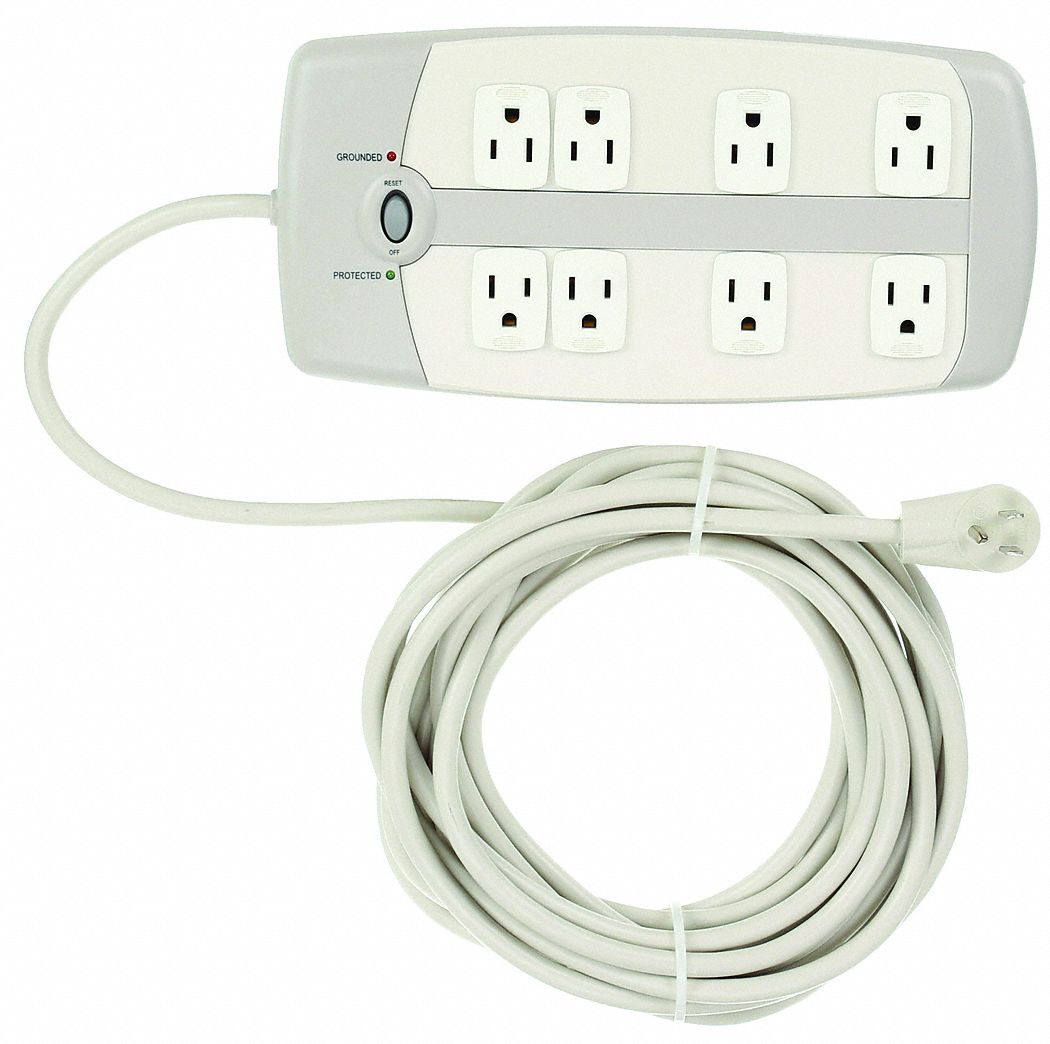 8 Outlets, NEMA 5-15R, Surge Protector Outlet Strip - 52NY53|52NY53 ...