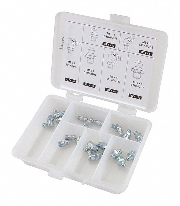 Std Fitting, M10x1/M6x1/M8x1 Thread Size, Grease Fitting Kit - 52NZ88 ...