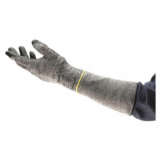 HYFLEX Cut-Resistant Sleeve: ANSI/ISEA Cut Level A2, Nylon ( 24 ga ), Gray, Sleeve, Knit Cuff ...