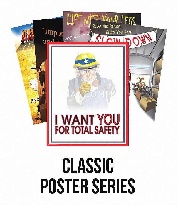 21 in x 27 in Nominal Sign Size, Clear Film Laminate, Safety Poster ...