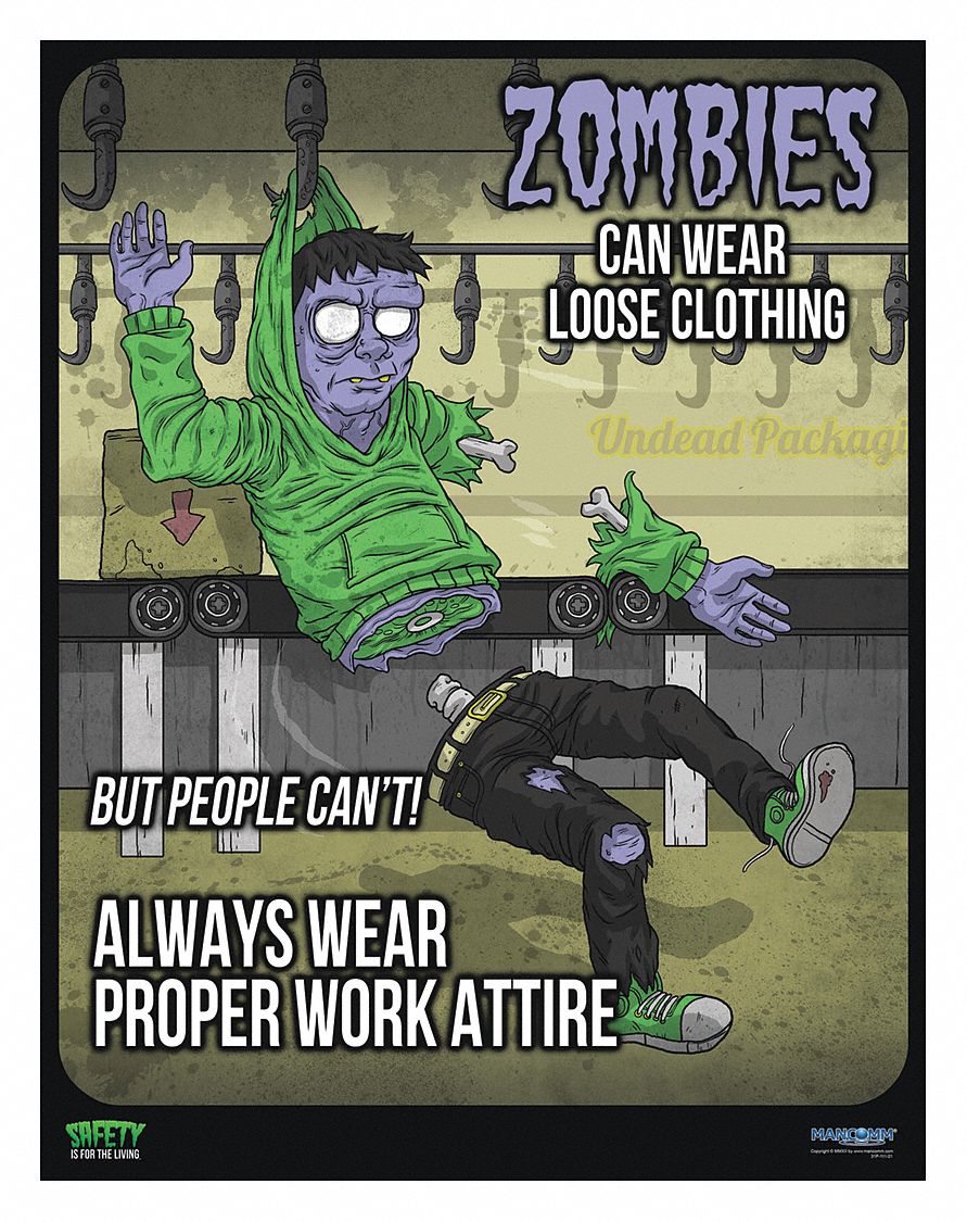 Zombies Poster Series, 21 in x 27 in Nominal Sign Size, Safety Poster ...
