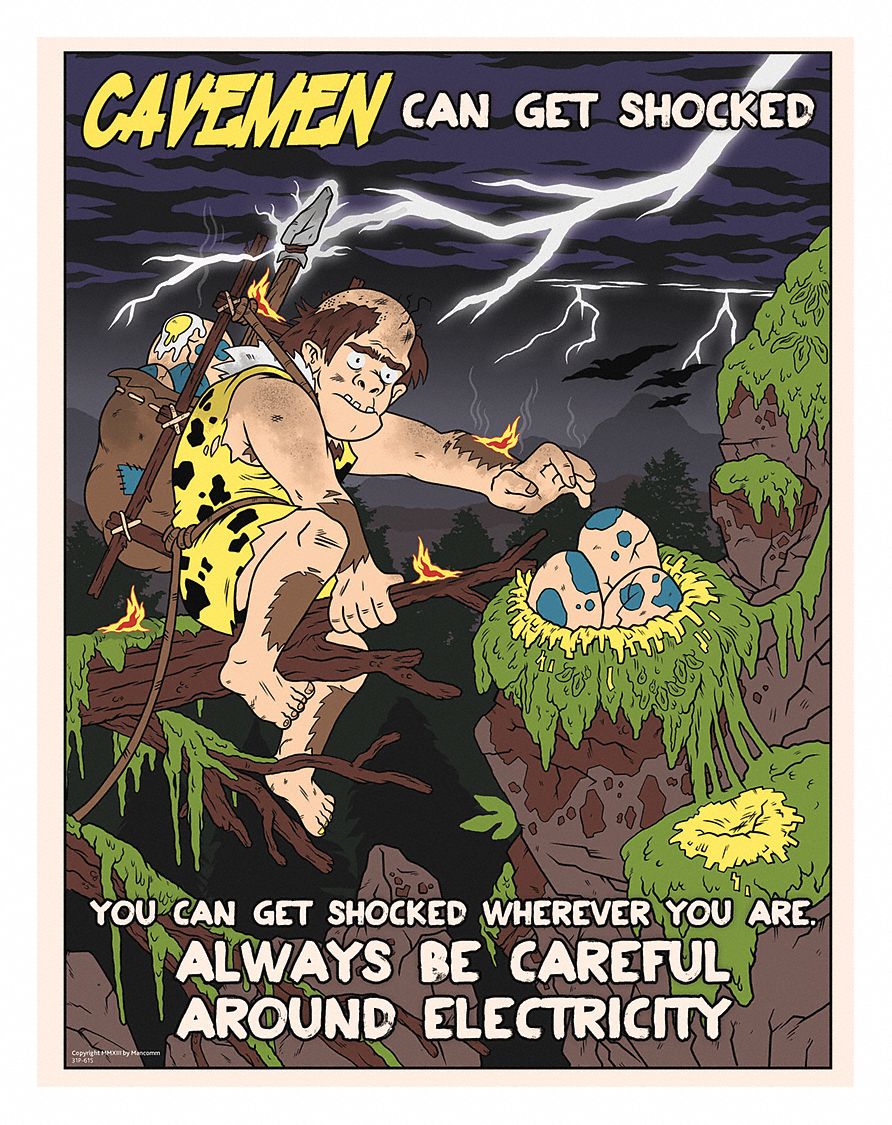 21 in x 27 in Nominal Sign Size, Caveman Safety Posters, Safety Poster ...