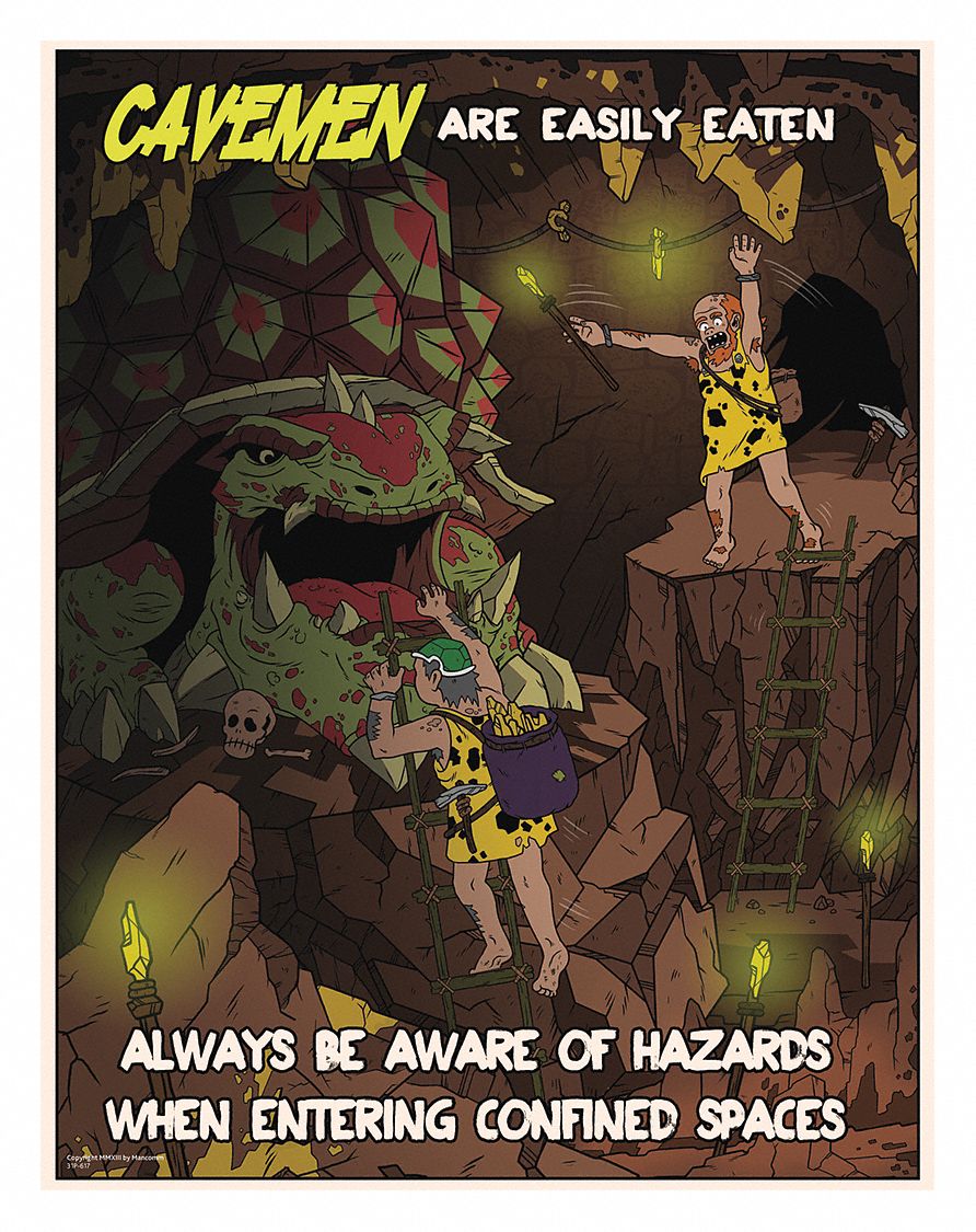 21 in x 27 in Nominal Sign Size, Caveman Safety Posters, Safety Poster ...