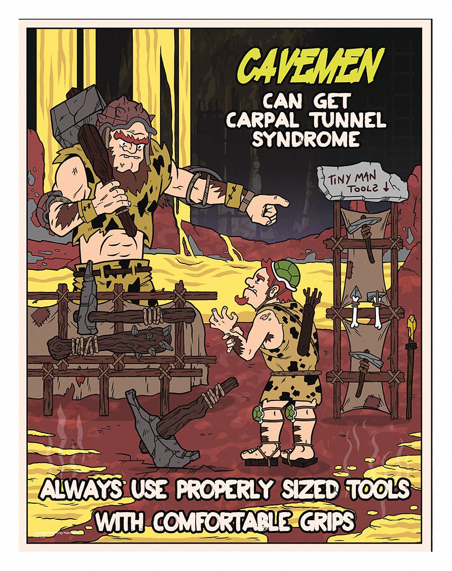 Caveman Safety Posters, 12 in x 16 in Nominal Sign Size, Safety Poster ...