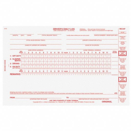 JJ KELLER, With Carbon, 2 Plies, Bus Drivers Daily Logbook - 52VP42|470 ...