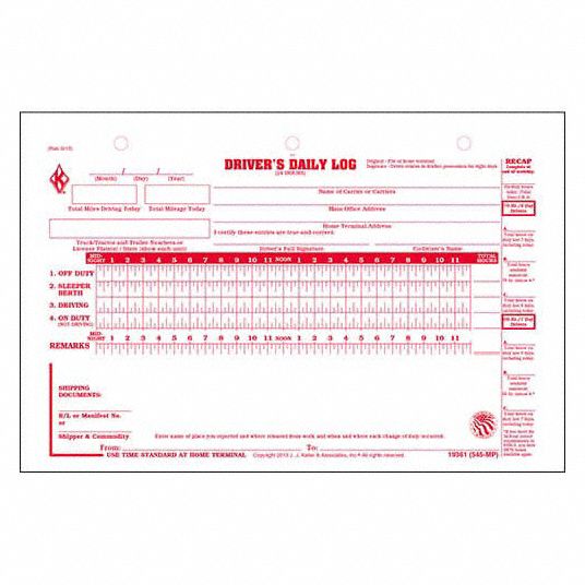 JJ KELLER, Driver's Daily Log Book, Carbonless, Drivers Logbook 7/8 Day ...